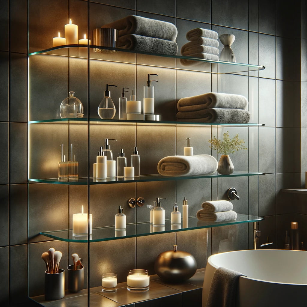 Glass shelves for bathroom store